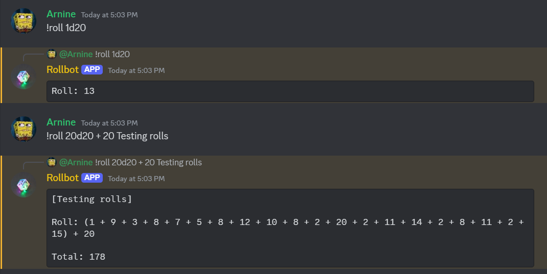 Discord Dice Bot | Ace Reyes | Professional Portfolio